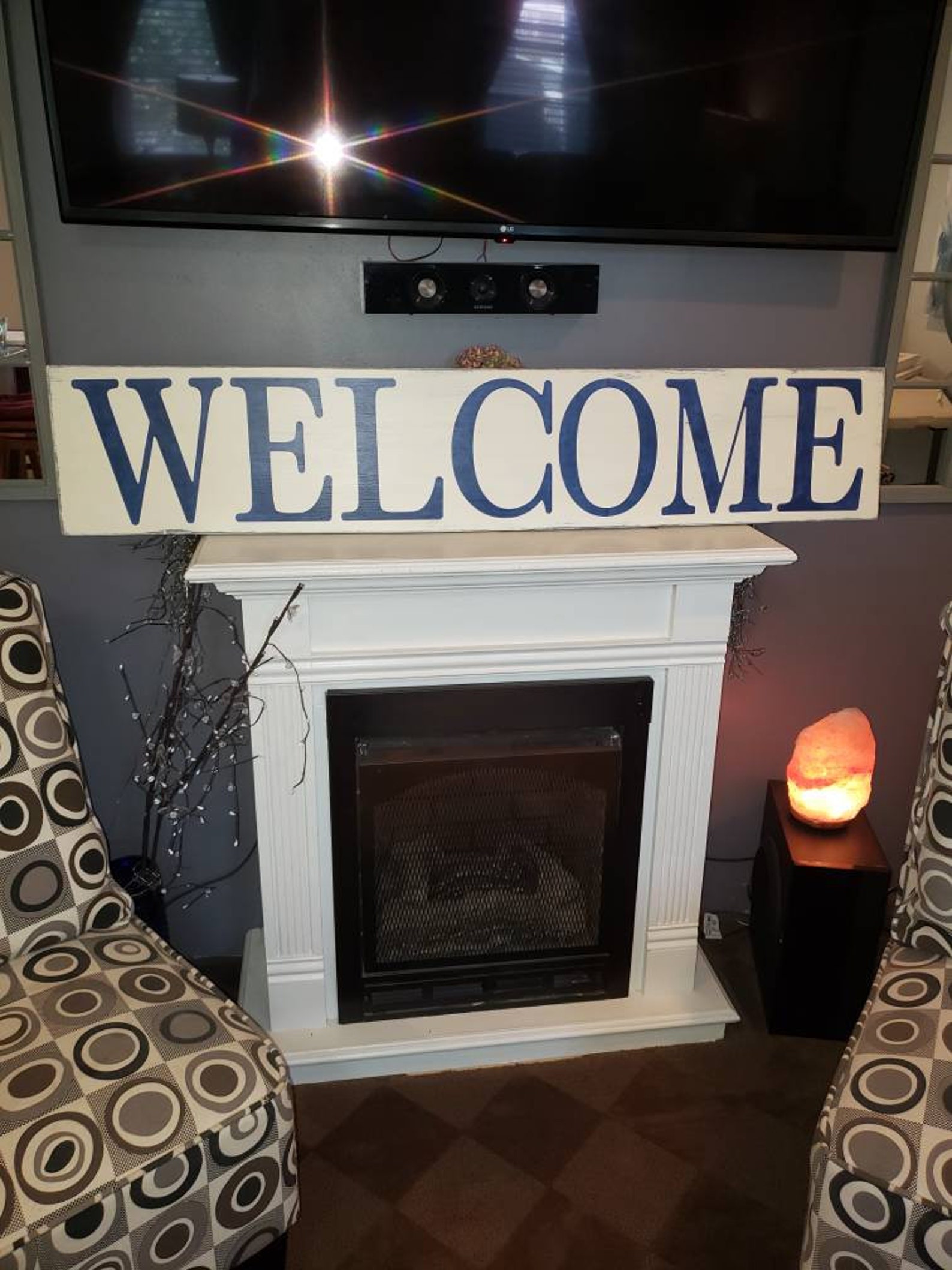 Welcome Sign Horizontal Wall Hanging Entryway Porch Sign | Etsy