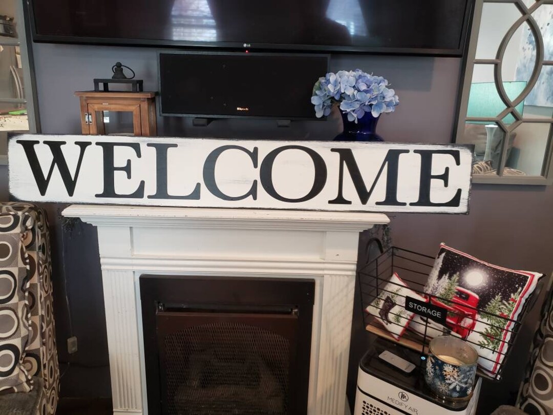 Welcome Sign Porch Sign Horizontal Sign Wall Hanging Entryway Decor ...