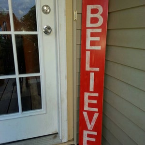Rustic Believe Reversible Wood Sign 48x7 Entryway Sign Distressed Wood ...