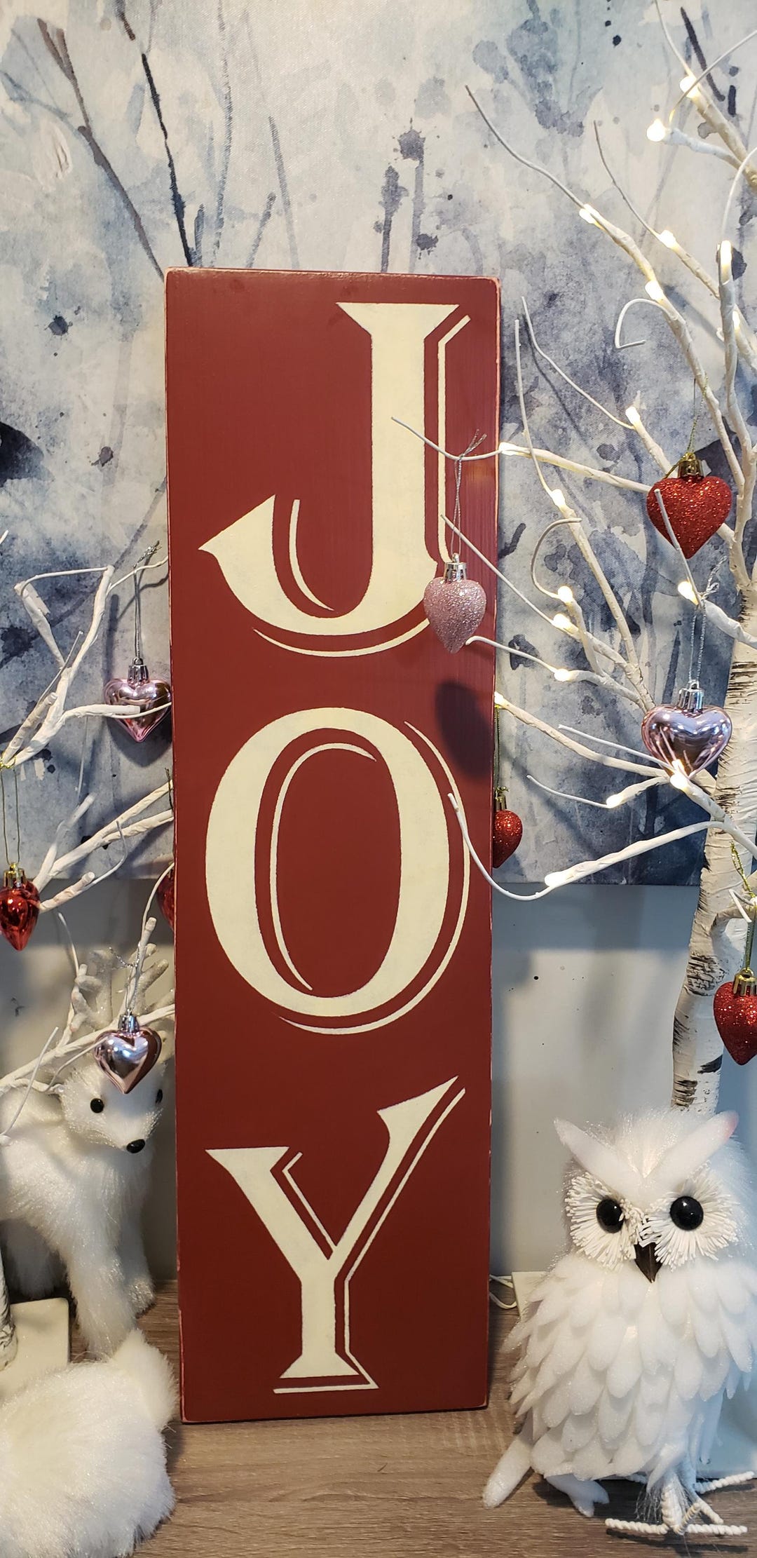 Joy Christmas Sign Distressed Wood Large Vertical Sign Rustic Sign ...