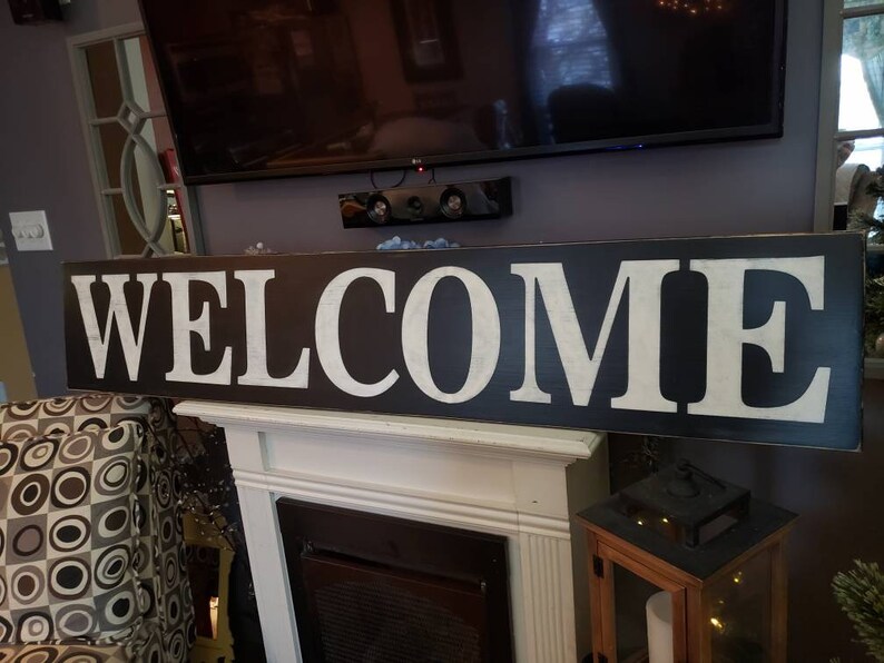 Welcome Sign Horizontal Wall Hanging Porch Sign Rustic - Etsy