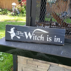The Witch is in Sign Halloween Witch Sign Distressed Wood Wall Hanging ...