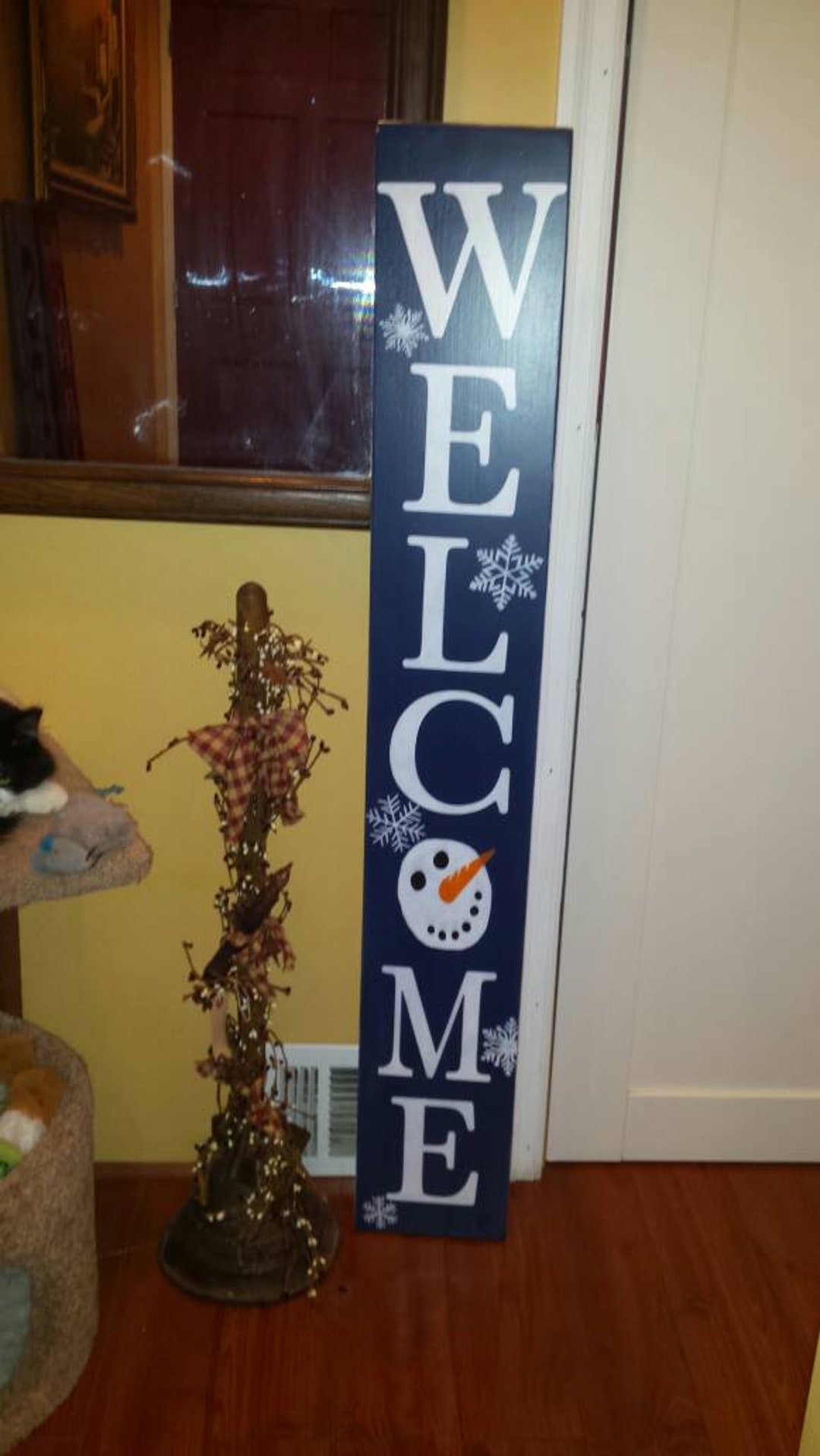 Welcome Snowman Porch Sign Reversible Entryway Wood Sign Extra Large ...