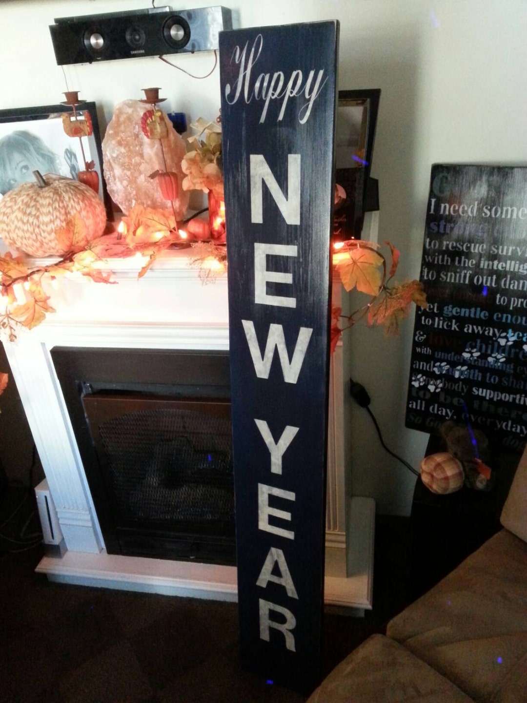 Happy New Year Wood Sign Entryway Sign Distressed Wood Rustic Extra ...