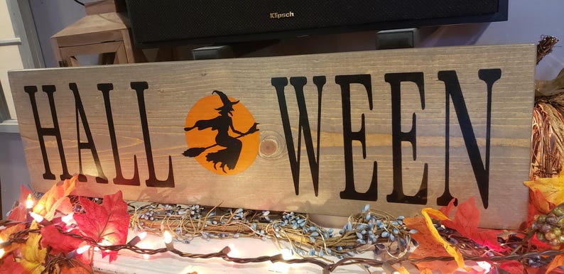 Halloween Sign Witch Wall Hanging Sign Halloween Wood Sign Distressed ...