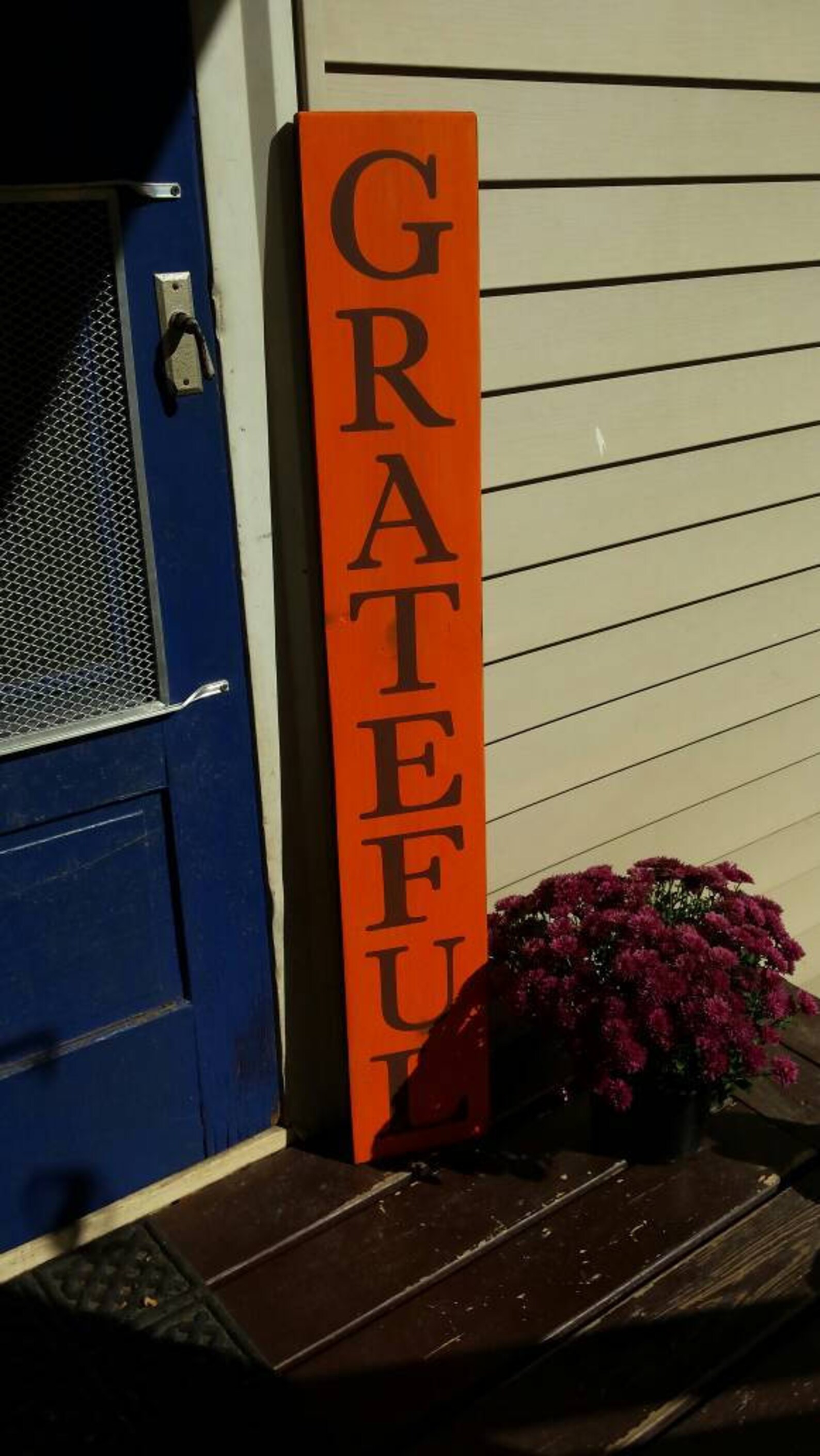 Grateful Wood Porch Sign Vertical Reversible Entryway Sign Rustic Fall ...