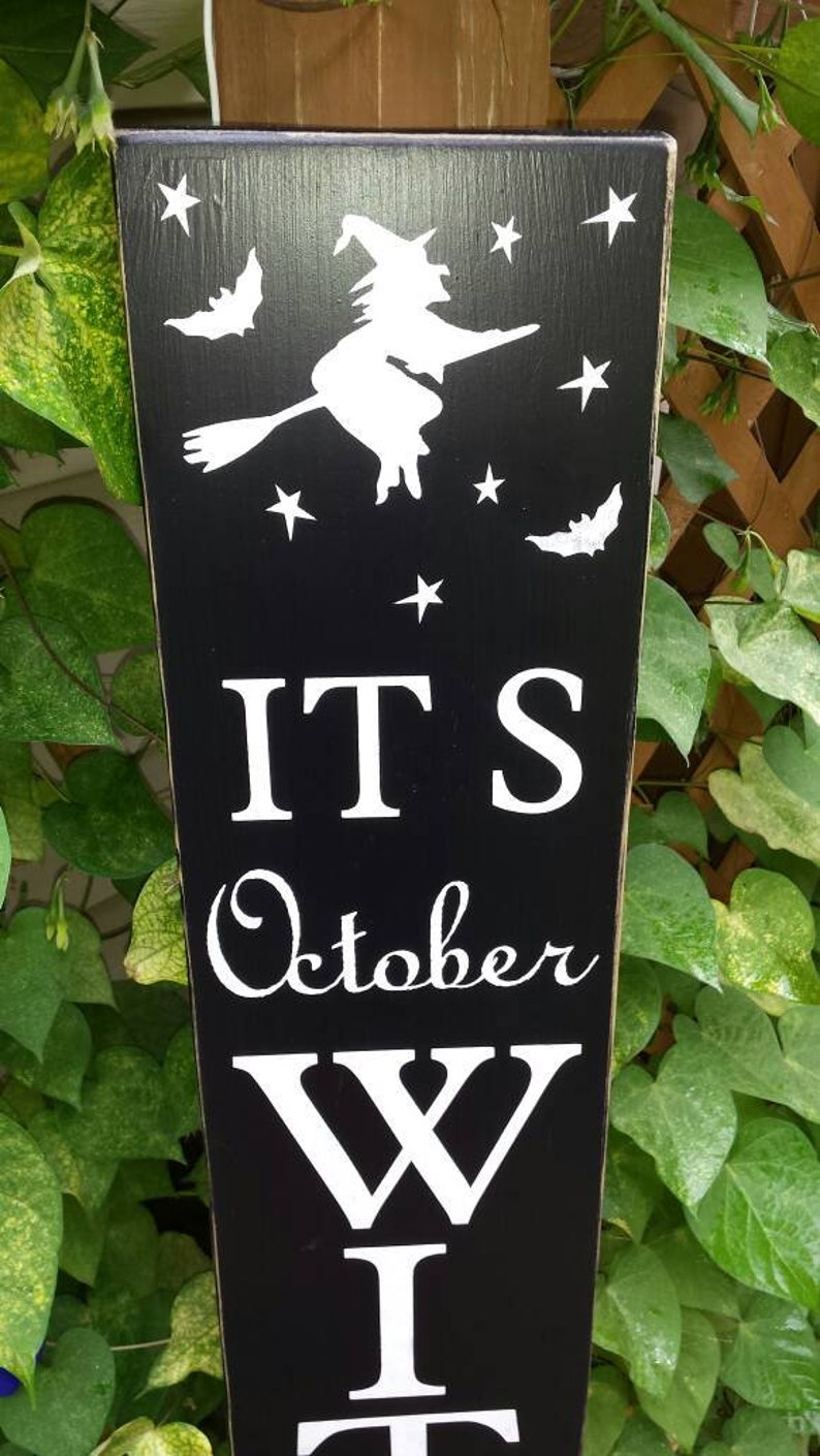 It's October Witches Porch Sign Reversible Distressed Wood Sign Extra ...