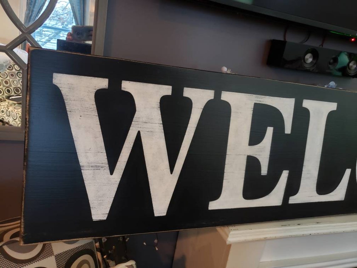 Welcome Sign Horizontal Wall Hanging Porch Sign Rustic - Etsy