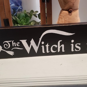 The Witch is in Sign Halloween Witch Sign Distressed Wood Wall Hanging ...