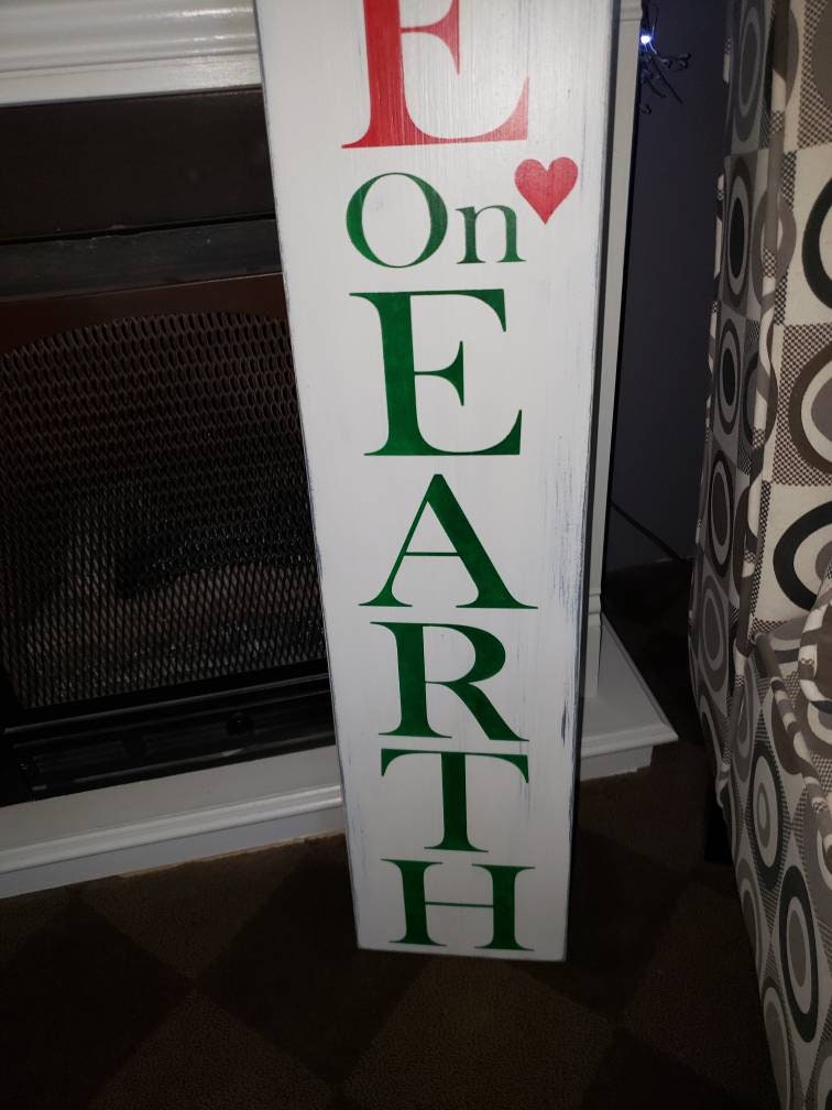 Peace on Earth Porch Sign Rustic Reversible Entryway Sign | Etsy