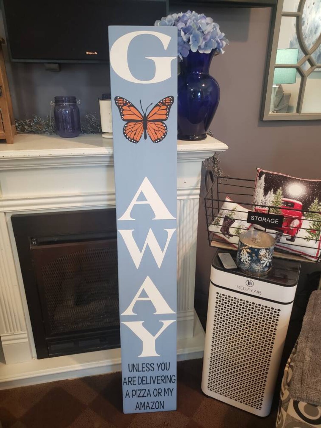 Go Away Sign Butterfly Porch Sign Unwelcome Sign Entryway Sign ...