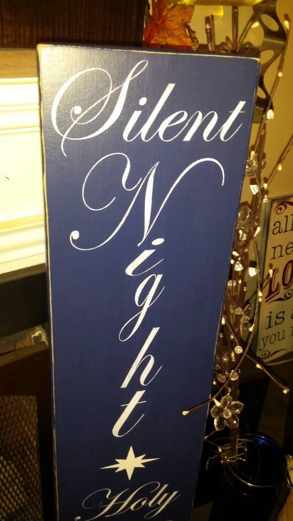 Silent Night Holy Night Wood Sign Vertical Christmas Sign - Etsy