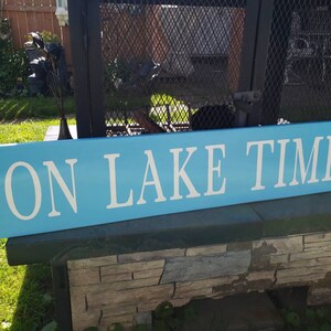 On Lake Time Wood Sign Large Porch Sign Wall Hanging Beach House Sign ...