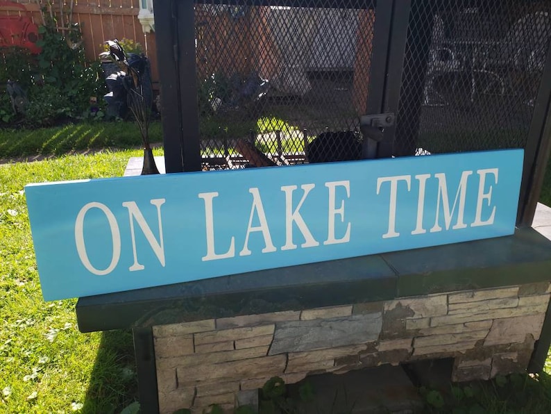 On Lake Time Wood Sign Large Porch Sign Wall Hanging Beach House Sign ...