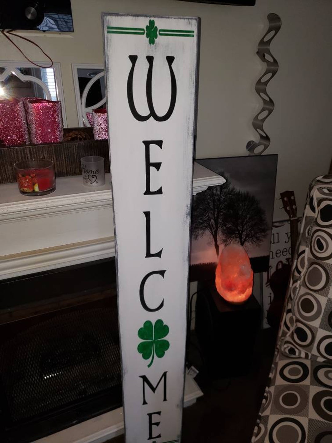 Welcome St. Patrick's Day Porch Sign Reversible Rustic Distressed Wood ...