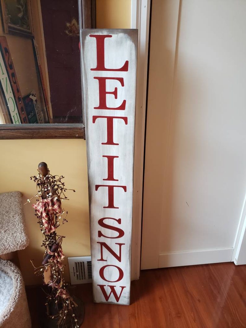 Let It Snow Sign Stained Porch Sign Distressed Rustic Wood | Etsy