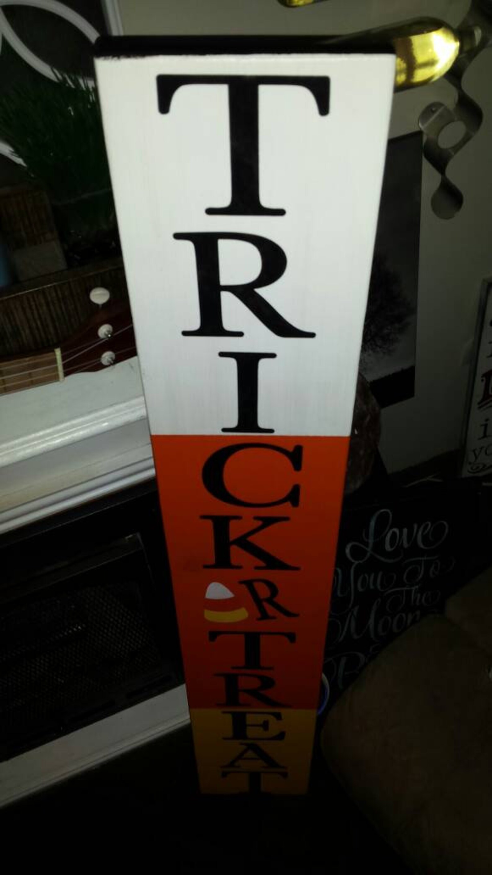 Trick or Treat Sign Halloween Candy Corn Porch Sign Reversible | Etsy