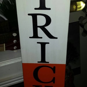 Trick or Treat Sign Halloween Candy Corn Porch Sign Reversible Entryway ...