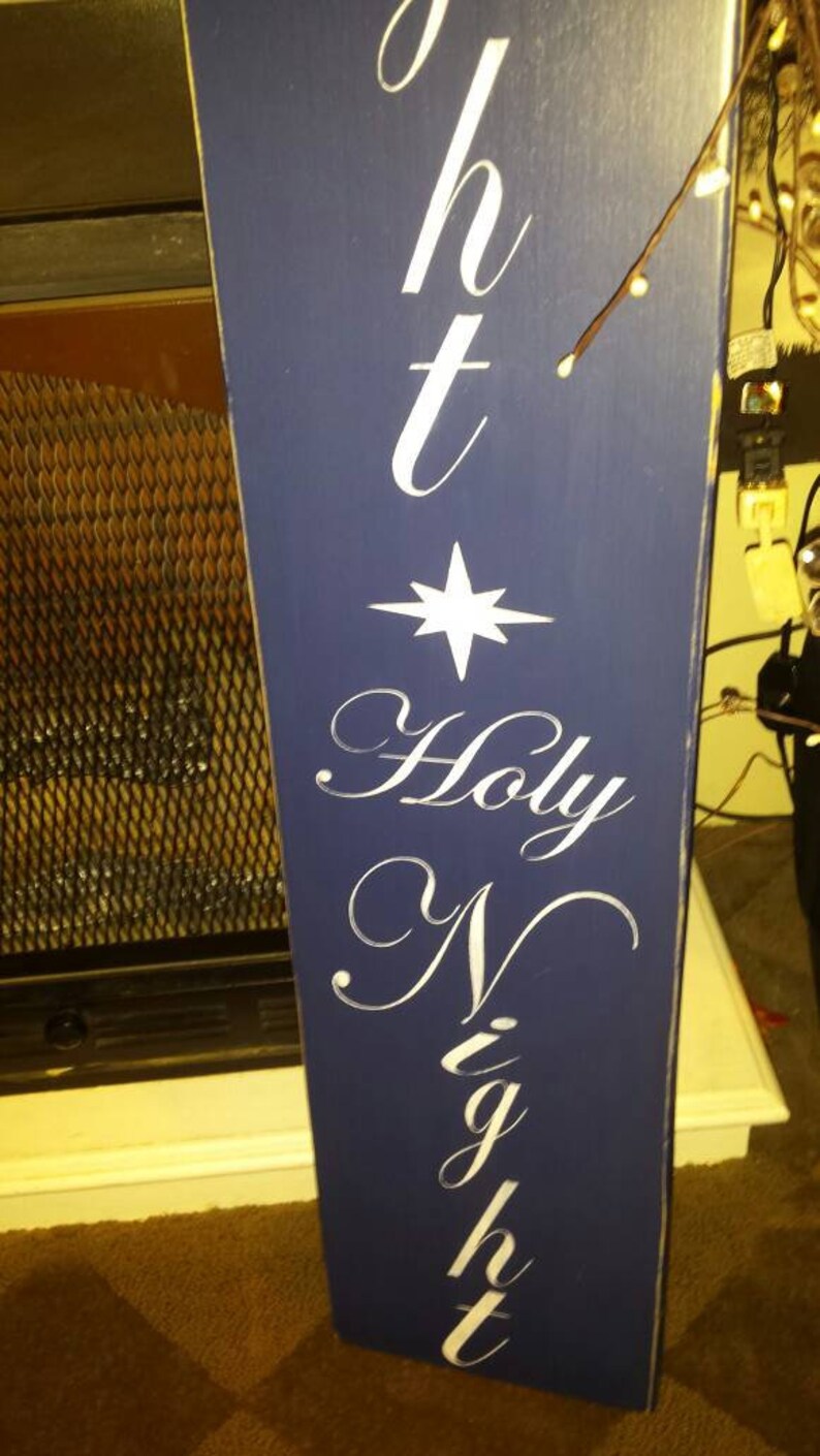 Silent Night Holy Night Wood Sign Vertical Christmas Sign - Etsy