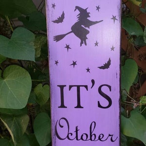 It's October Witches 5 Ft Porch Sign Reversible Distressed Wood Sign ...