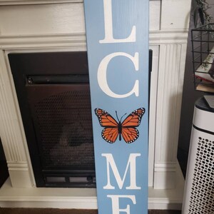Welcome Sign Butterfly Porch Sign Spring Decor Entryway Sign Front Door ...
