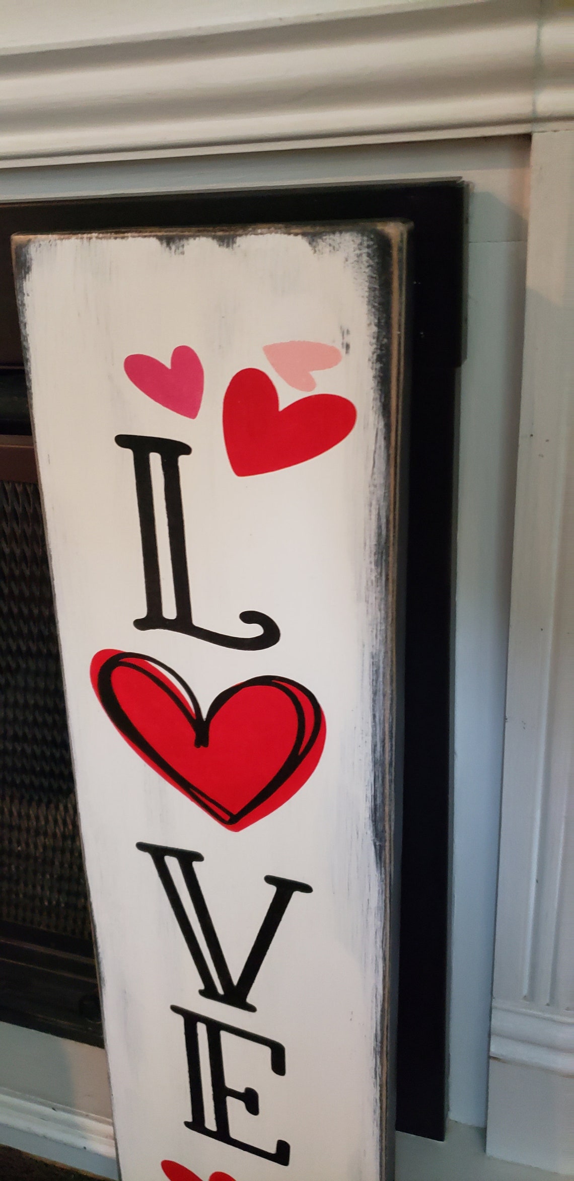 Love Sign Valentine Porch Sign Heart Decor Distressed Wood Wall Hanging ...