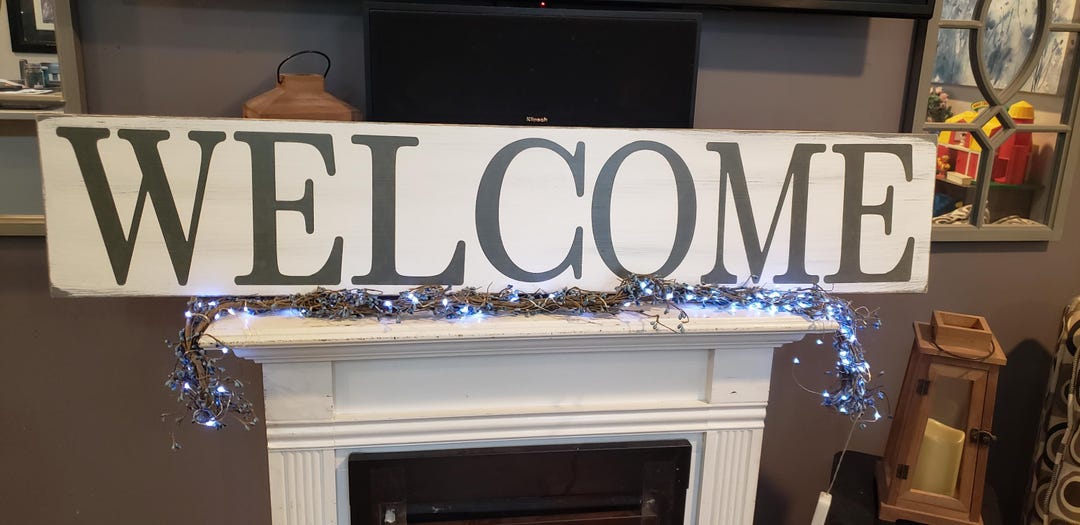 Welcome Sign Horizontal Wall Hanging Entryway Porch Sign Rustic ...