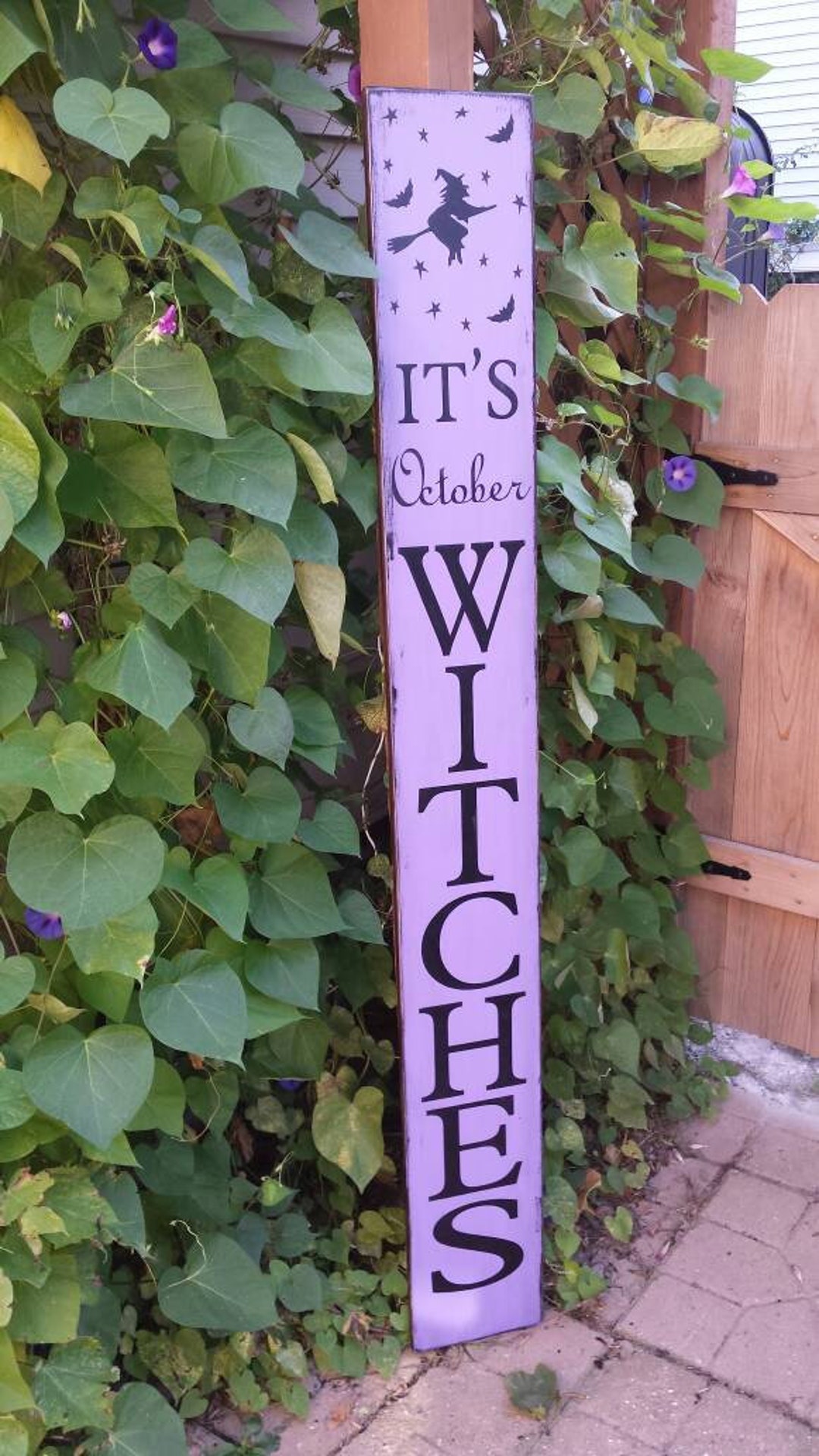 It's October Witches 5 Ft Porch Sign Reversible Distressed Wood Sign ...
