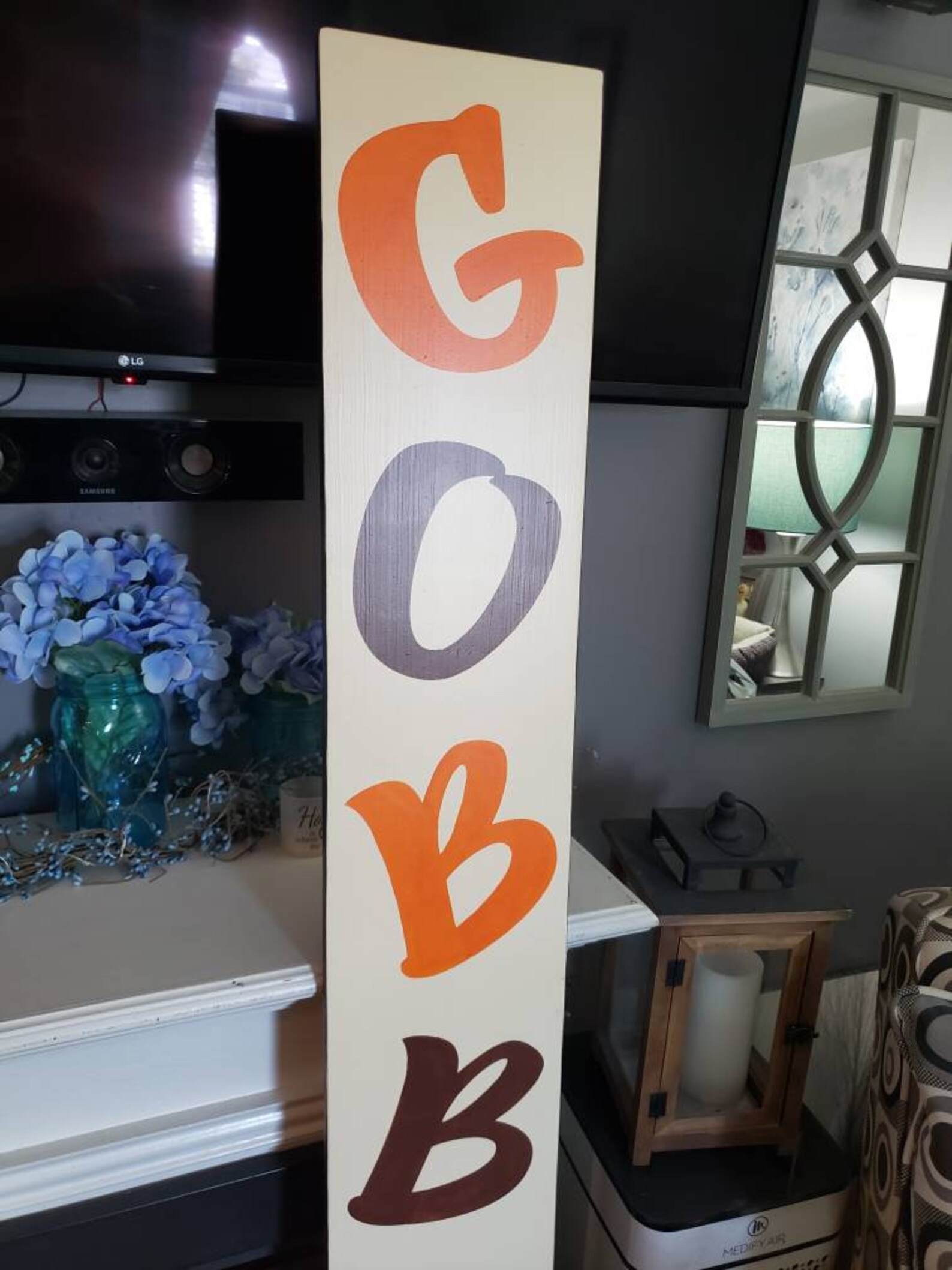 Gobble Sign Reversible 5 Ft Sign Rustic Distressed Wood Extra Large ...