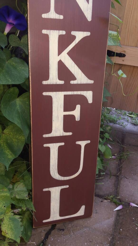 Be Thankful Large Porch Sign Fall Decor Vertical Distressed Wood Sign ...