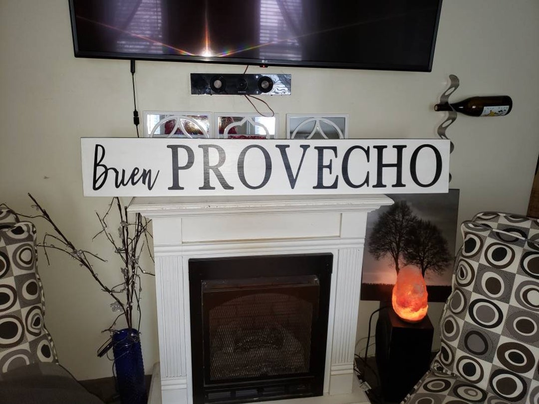 Buen Provecho Sign Extra Large Kitchen Sign Wall Hanging Wood Sign Bon ...