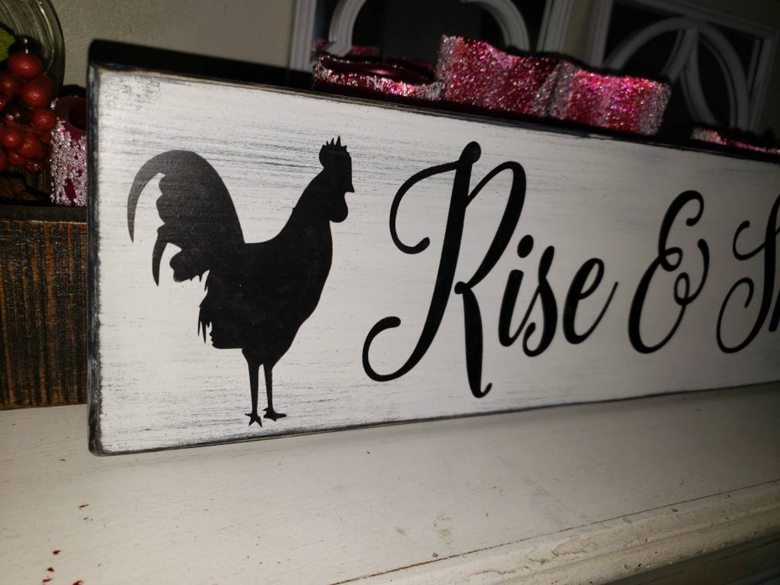 Rise & Shine Sign Rustic Distressed Wood Sign Wall Hanging - Etsy