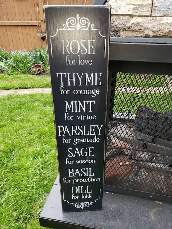 Garden Wood Sign Rose Thyme Mint Parsley Sage Basil Dill | Etsy