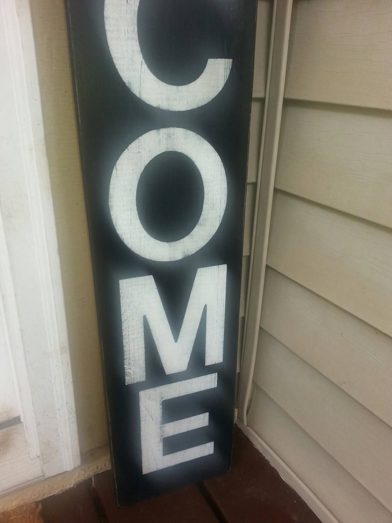 Welcome Extra Large Porch Sign Vertical Wood Sign 48x7 Entryway Sign ...