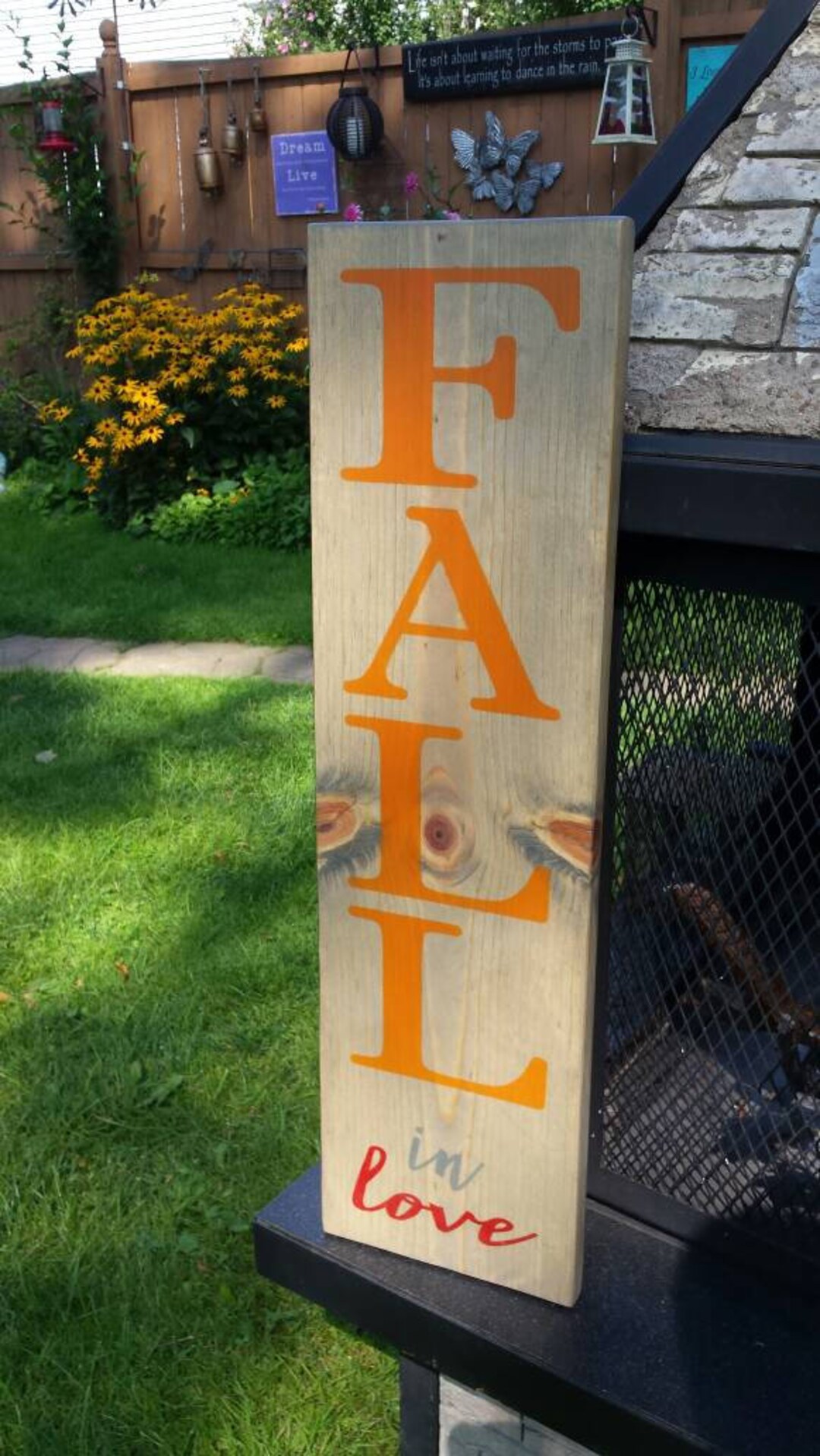 Fall in Love Sign Vertical Porch Sign Halloween Wood Sign Distressed ...