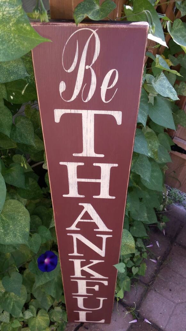 Be Thankful Large Porch Sign Fall Decor Vertical Distressed Wood Sign ...