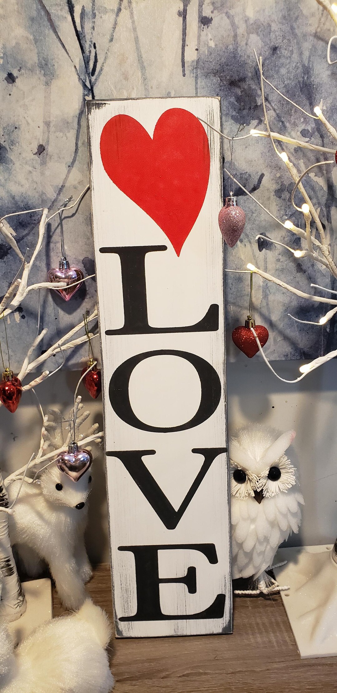 Love Wood Sign Valentine's Day Decoration Sign Large Distressed ...