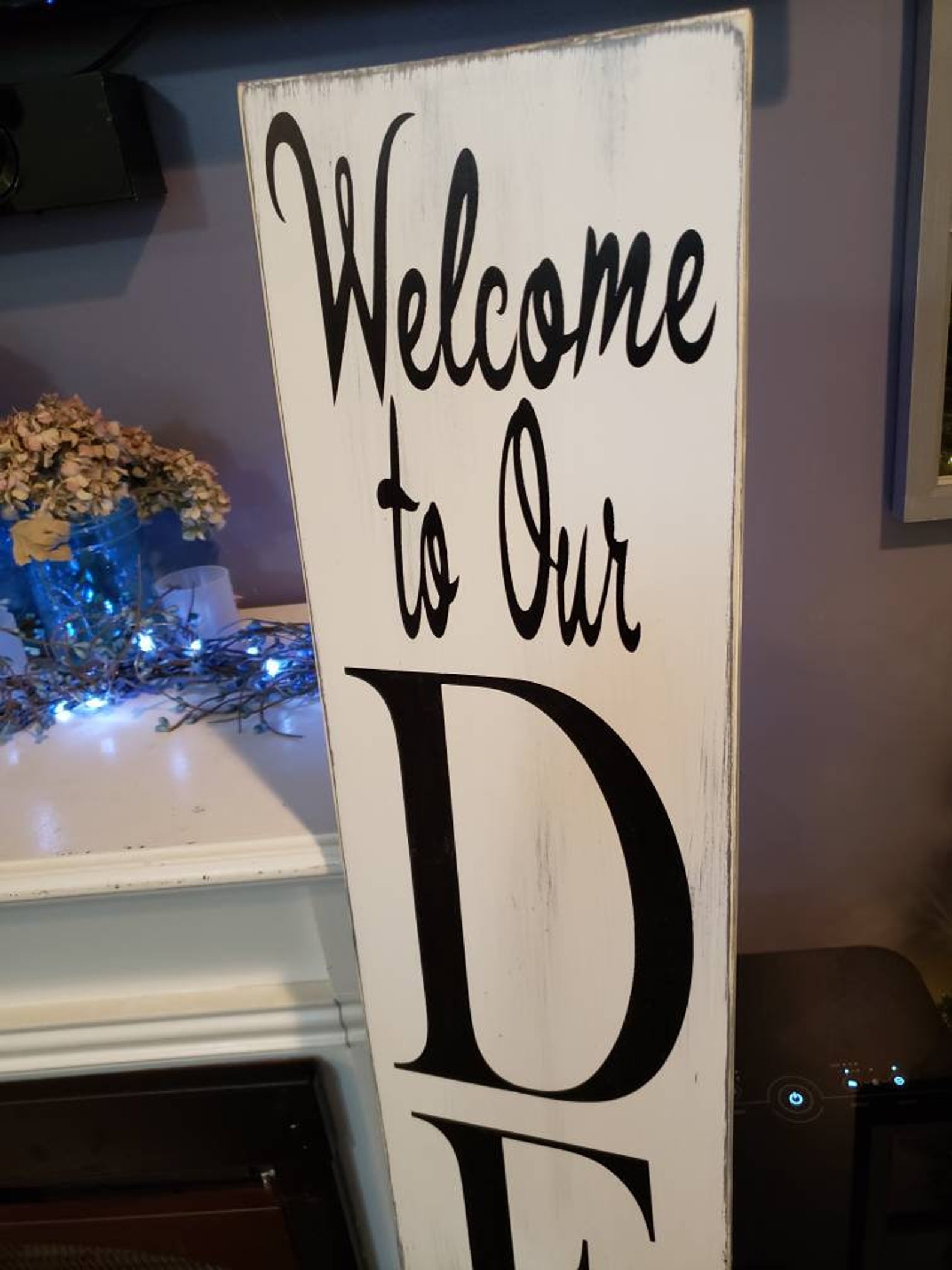 Welcome to Our Deck Sign Porch Sign Reversible Vertical Distressed Wood ...