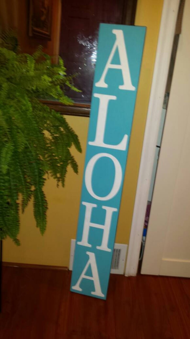 Aloha Hawaiian Wood Porch Sign Entryway Distressed Wood Rustic Extra ...