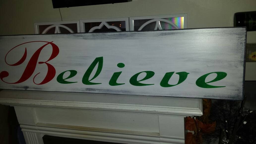 Believe Distressed Wood Sign Christmas Sign Rustic Extra Large | Etsy