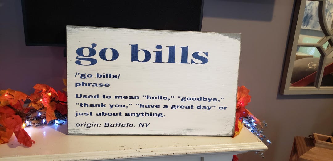 Go Bills Sign Rustic Distressed Wood Wall Hanging Buffalo Football ...