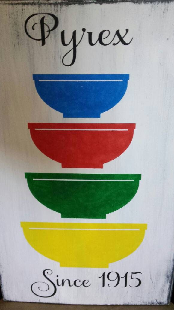 Pyrex Wood Sign Rustic Distressed Wood Large Wall Hanging - Etsy
