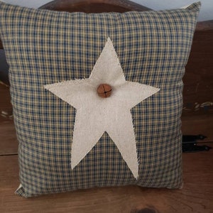 Primitive Pillow Prim Star Heart Rusty Bell Decorative Throw Pillow ...