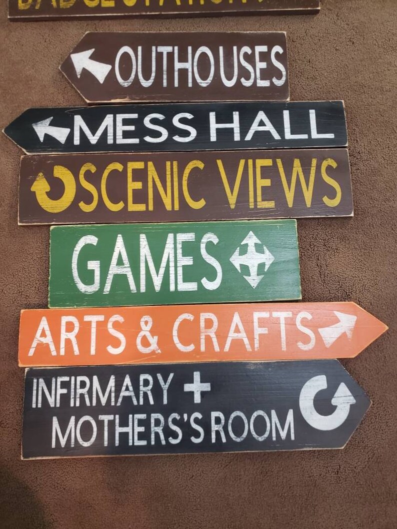 Camping Directional Sign Porch Sign Distressed Cedar Wood Camp ...