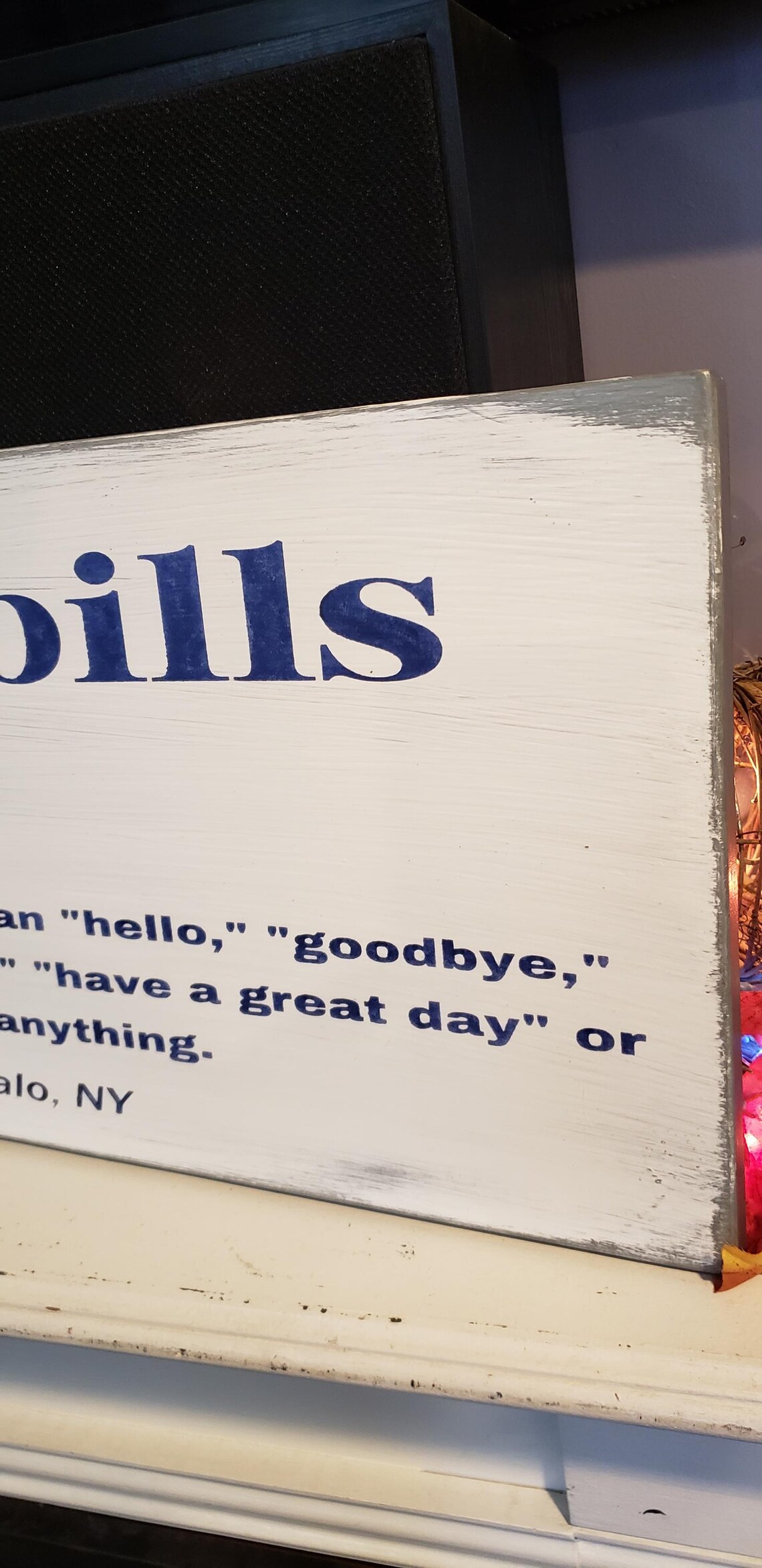 Go Bills Sign Rustic Distressed Wood Wall Hanging Buffalo Football ...