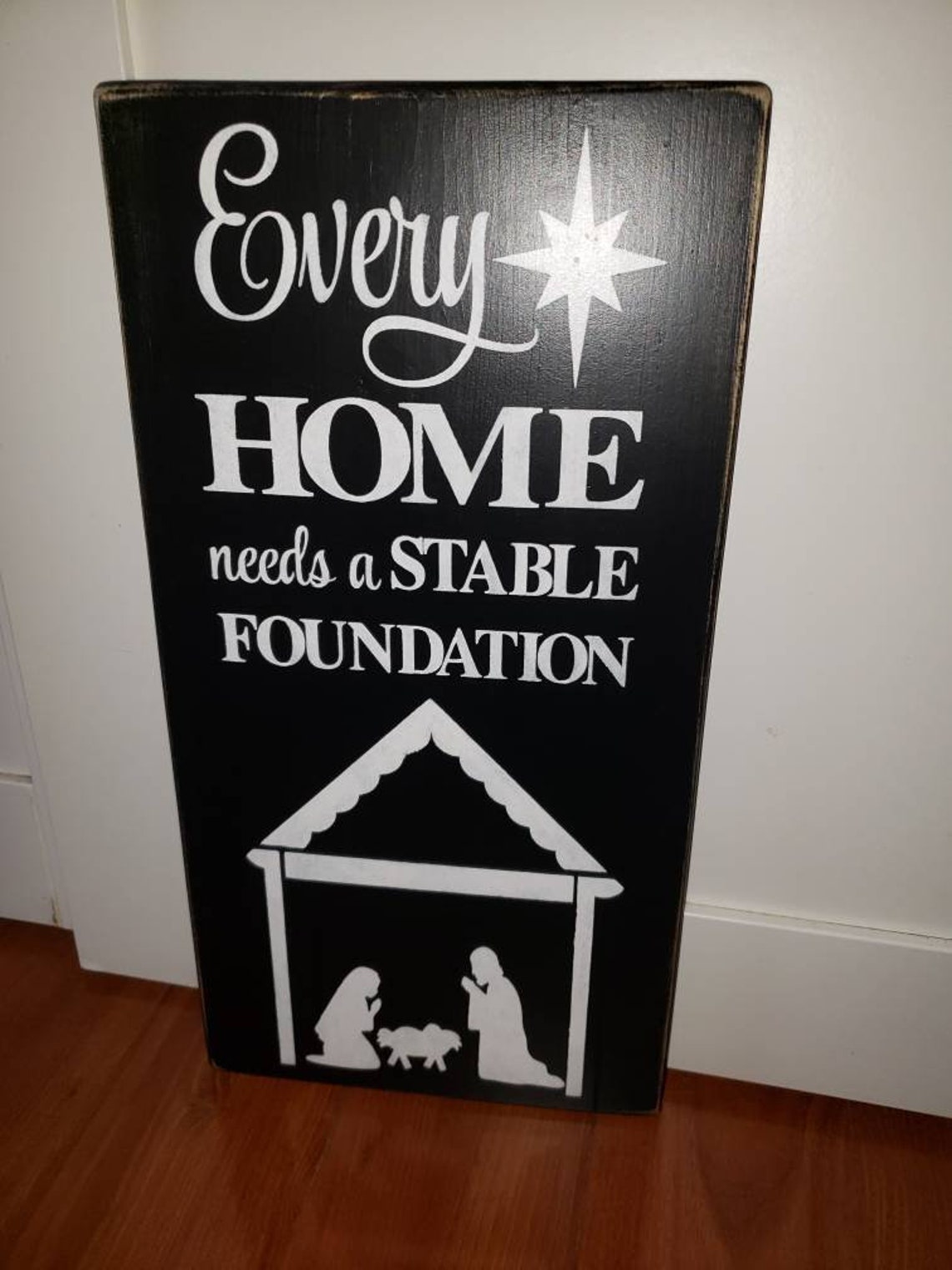 Every Home Needs a Stable Foundation Nativity Sign Distressed Wood Wall ...
