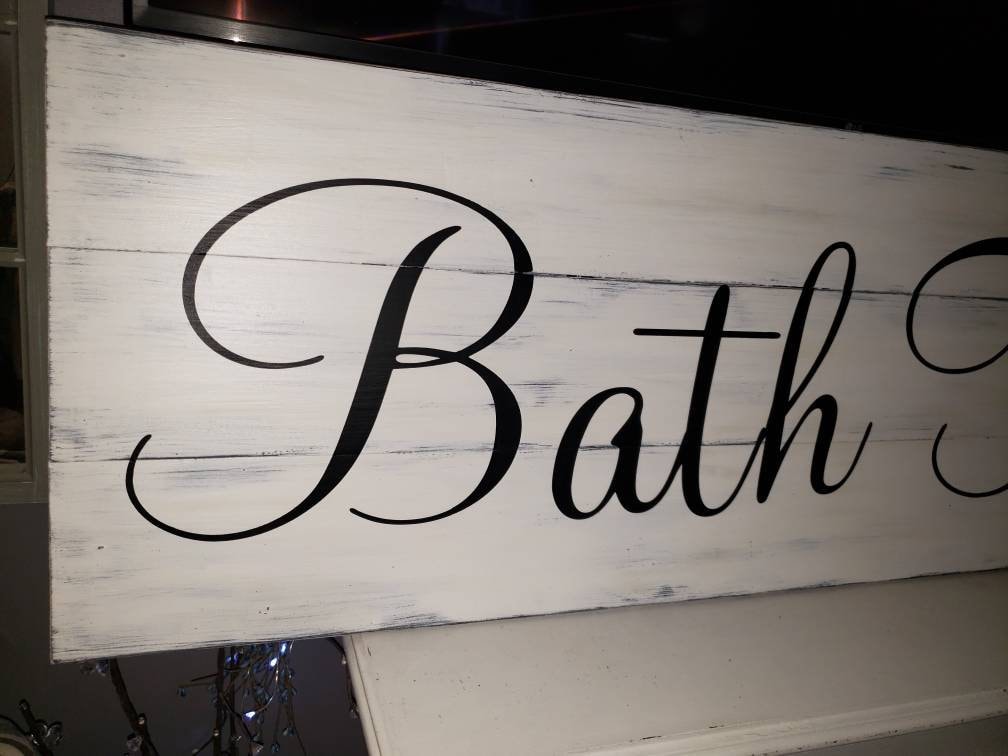 Bath Time Sign Distressed Wood Wall Hanging Large Primitive | Etsy