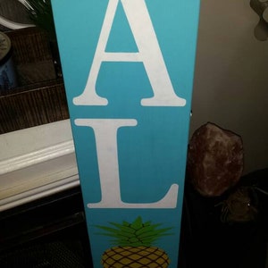 Aloha Hawaiian Wood Porch Sign Hawaiian Pineapple Entryway Wood Rustic ...