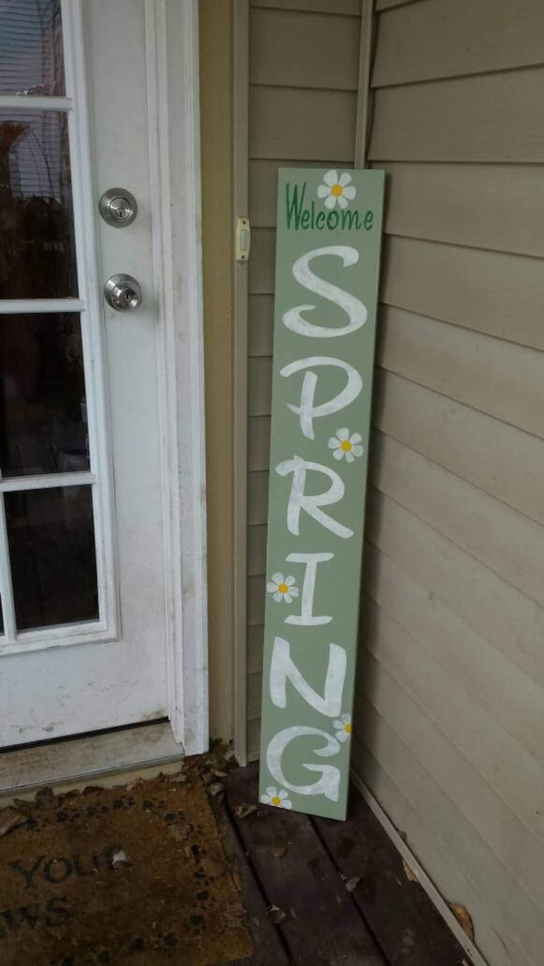 Spring Porch Sign Reversible Vertical Distressed Wood Sign Extra Large ...