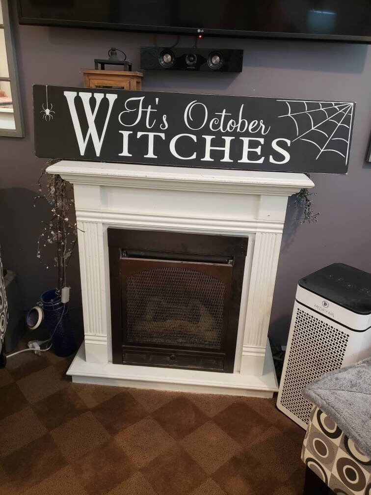 Witch Sign It's October Witches Sign Horizontal Wood Sign Large ...